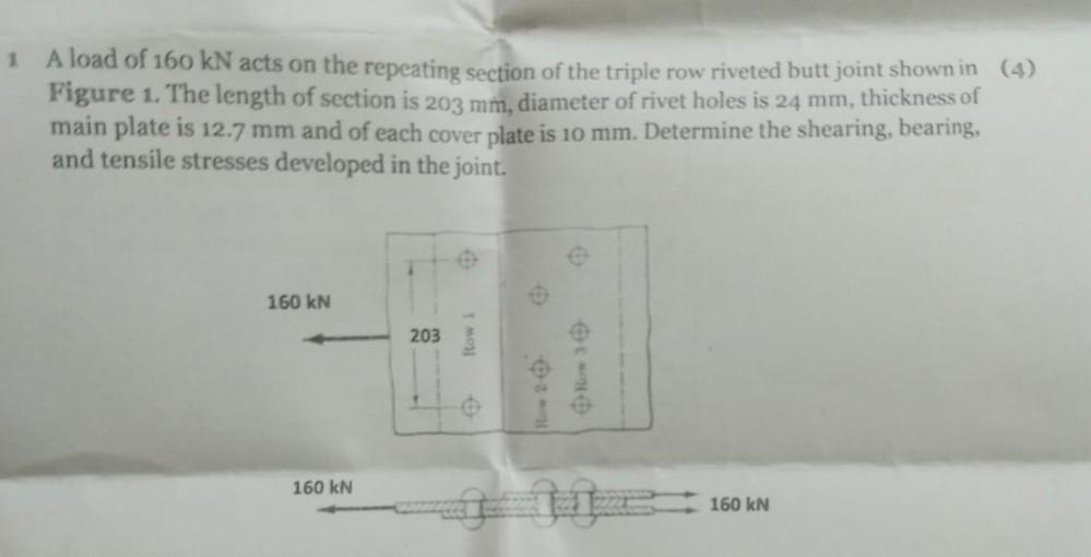 Solved A load of 160kN acts on the repeating section of the | Chegg.com