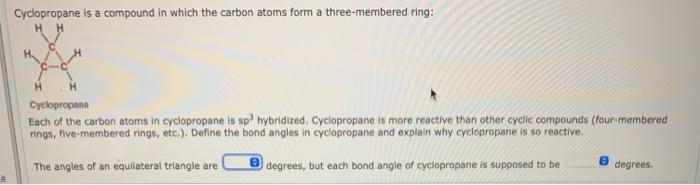 Solved Cyclopropane is a compound in which the carbon atoms | Chegg.com
