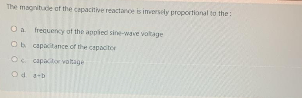 Solved The magnitude of the capacitive reactance is | Chegg.com