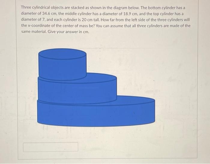 Solved Three cylindrical objects are stacked as shown in the | Chegg.com