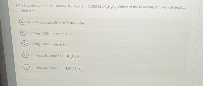 Solved Which of the following solutions is a good buffer | Chegg.com