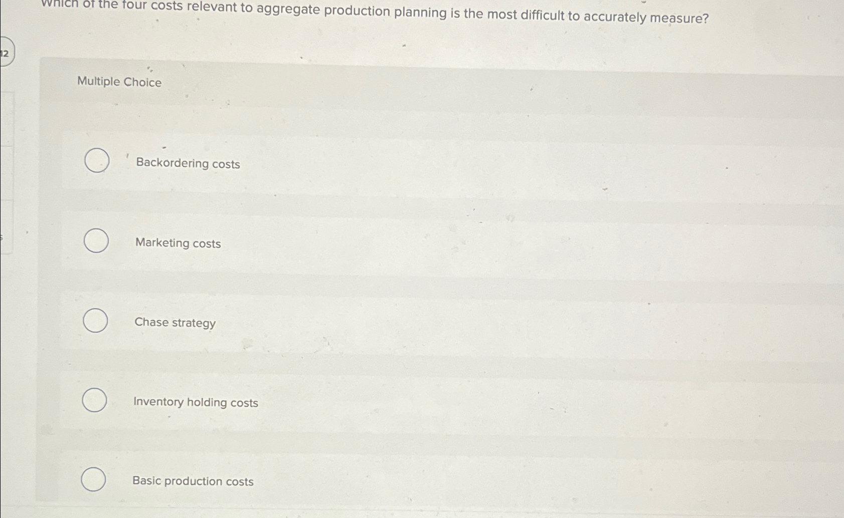 Solved Which of the four costs relevant to aggregate | Chegg.com