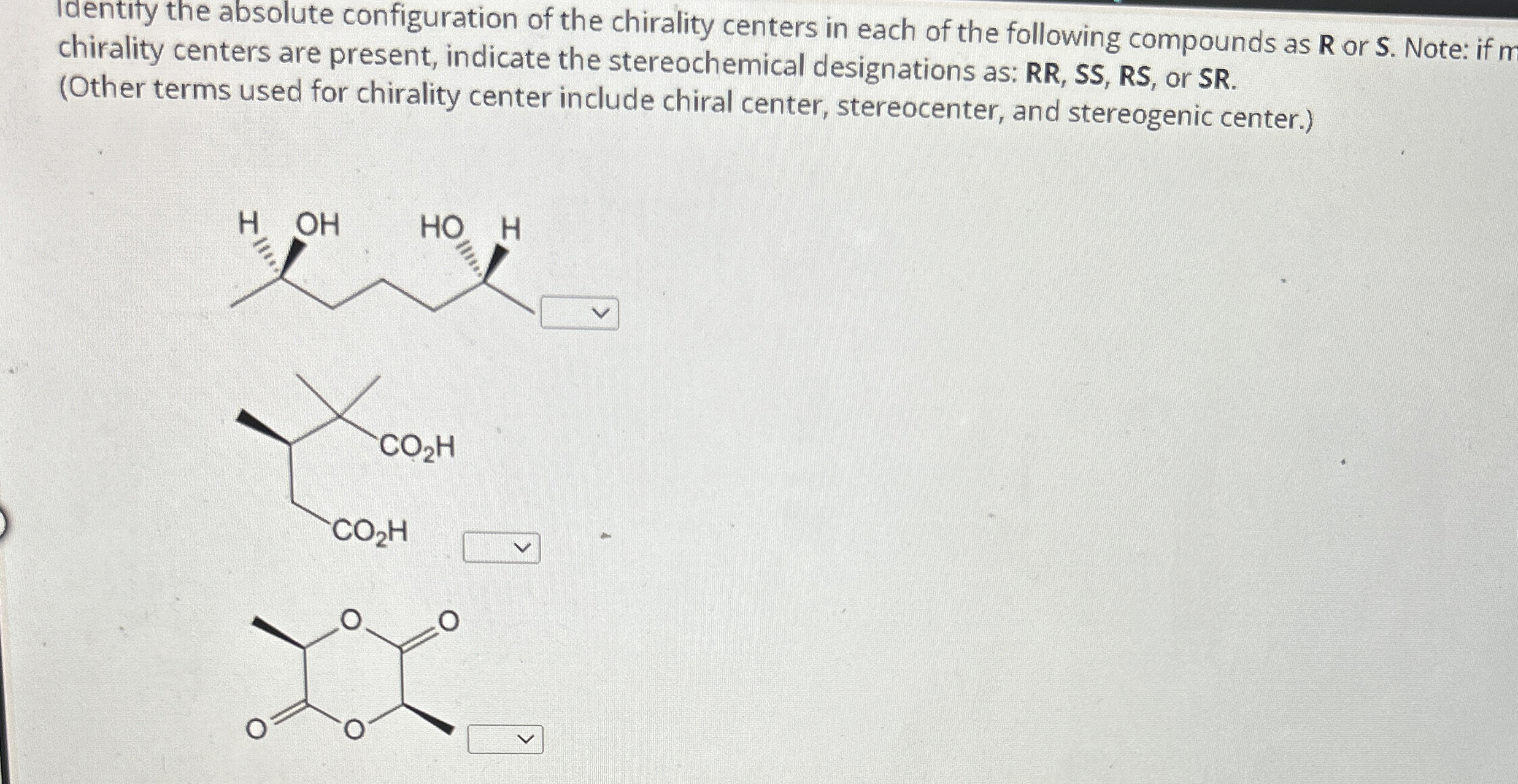 Solved Ientity the absolute configuration of the chirality | Chegg.com