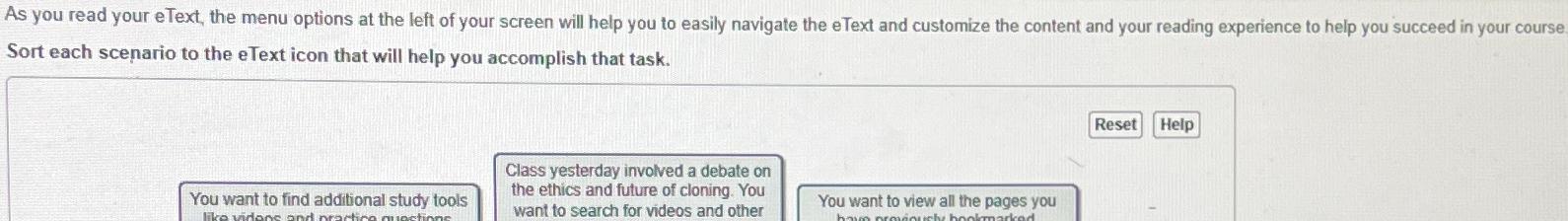 Solved As you read your eText, the menu options at the left | Chegg.com