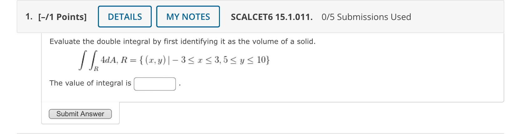Solved [-/1 ﻿Points] q, ﻿SCALCET6 15.1.011. 0/5 ﻿Submissions | Chegg.com