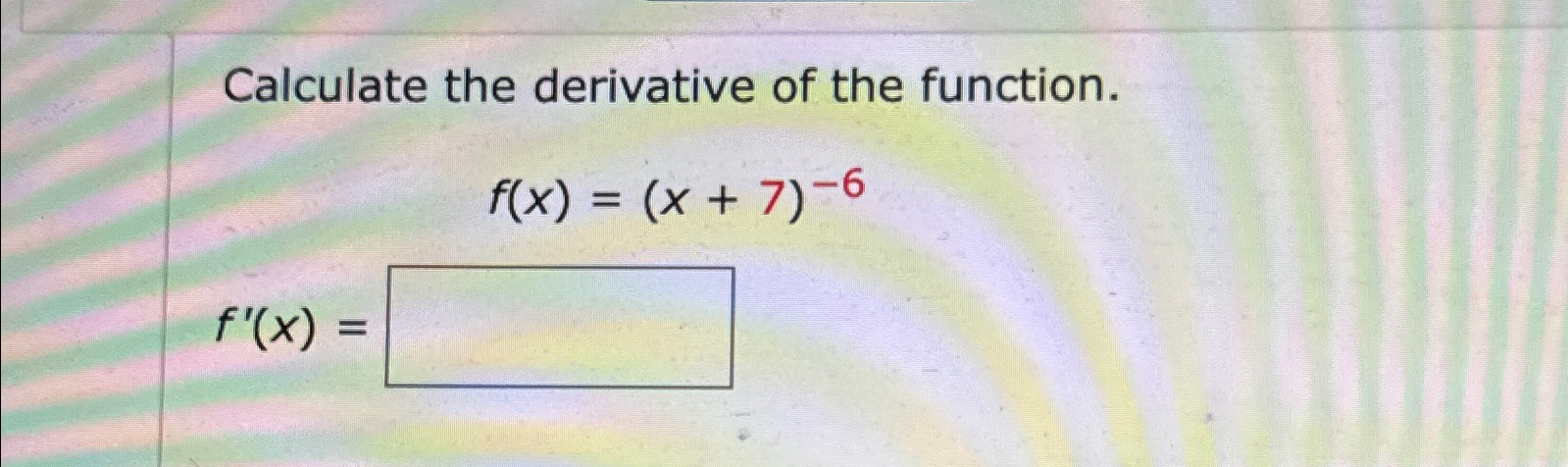 Solved Calculate the derivative of the | Chegg.com