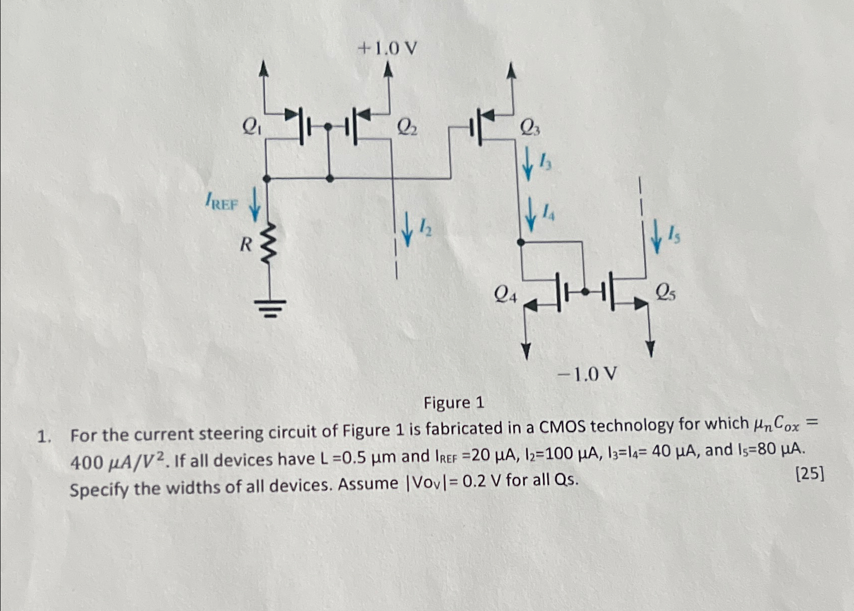 Solved Figure 1For the current steering circuit of Figure 1 | Chegg.com
