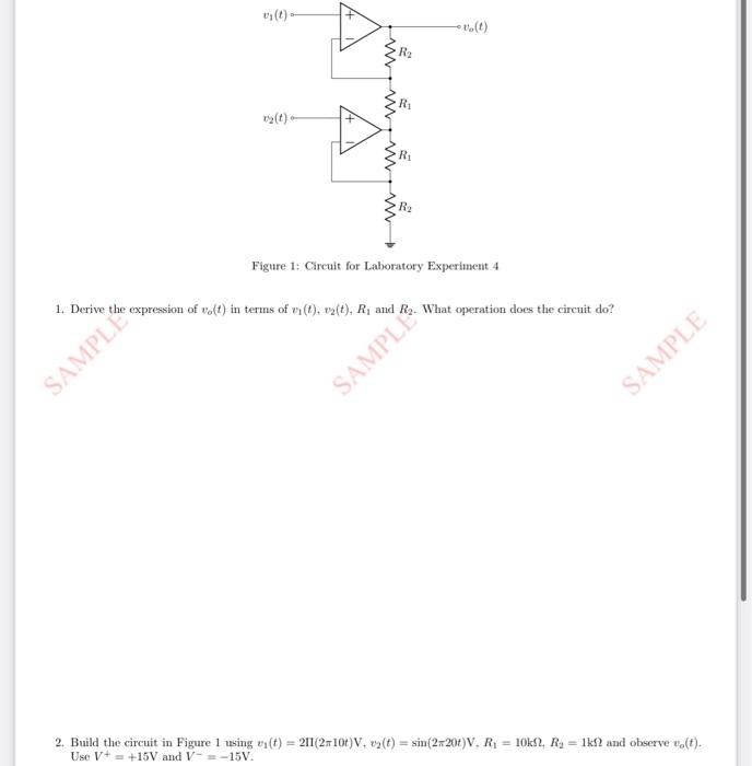 Solved Figure 1: Circuit for Laboratory Experiment 4 1. | Chegg.com
