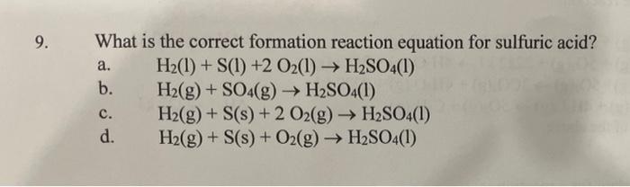Solved What is the correct formation reaction equation for | Chegg.com