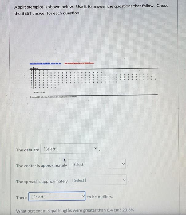 A split stemplot is shown below. Use it to answer the | Chegg.com