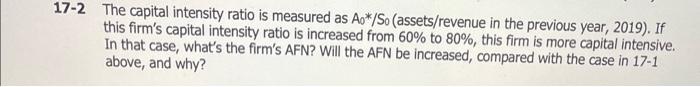 -2 The capital intensity ratio is measured as A0∗/S0 | Chegg.com