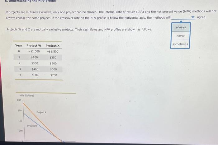 Solved If projects are mutually exclusive, only one project | Chegg.com
