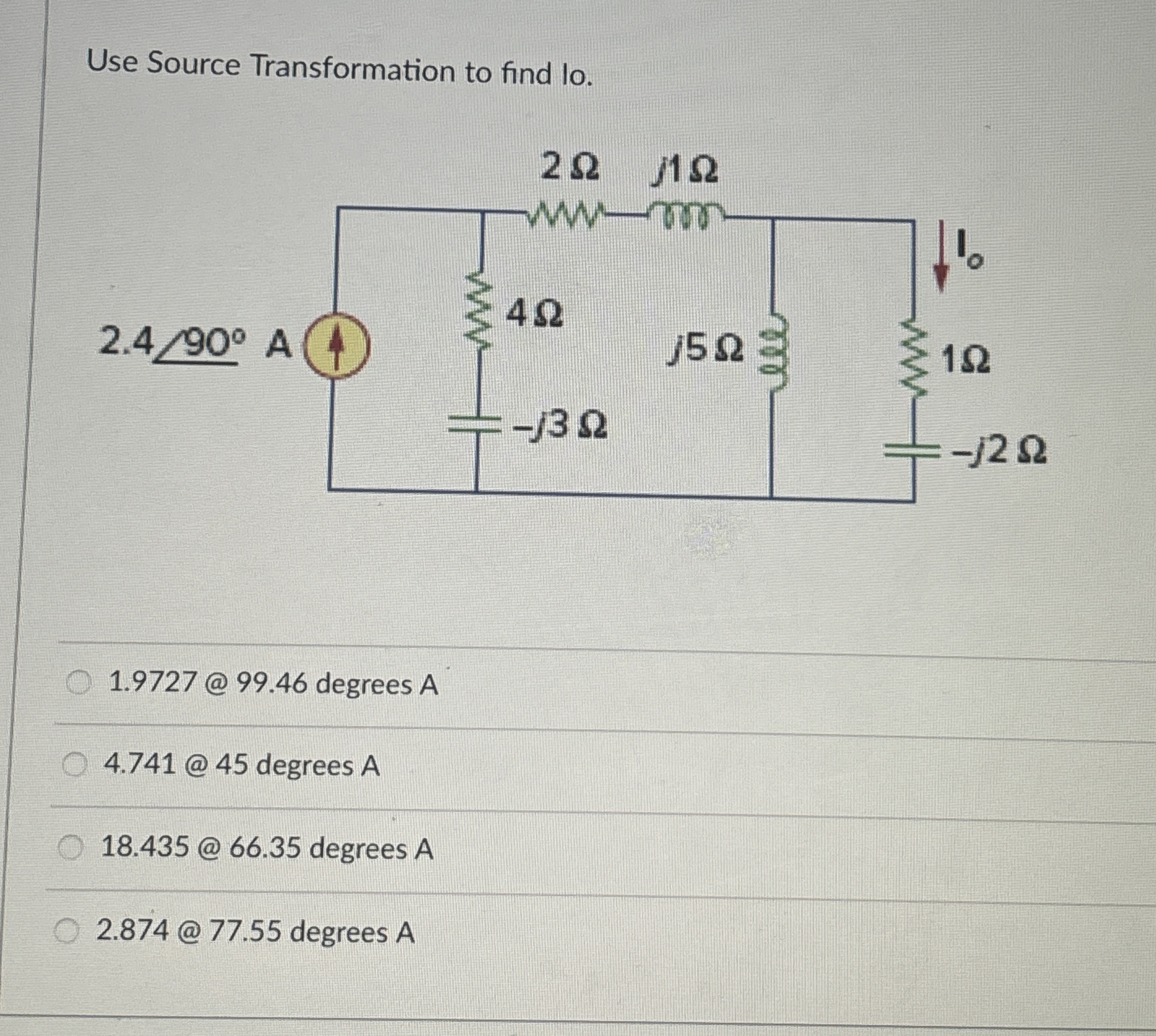 Solved Use Source Transformation to find lo.1.9727@99.46 | Chegg.com