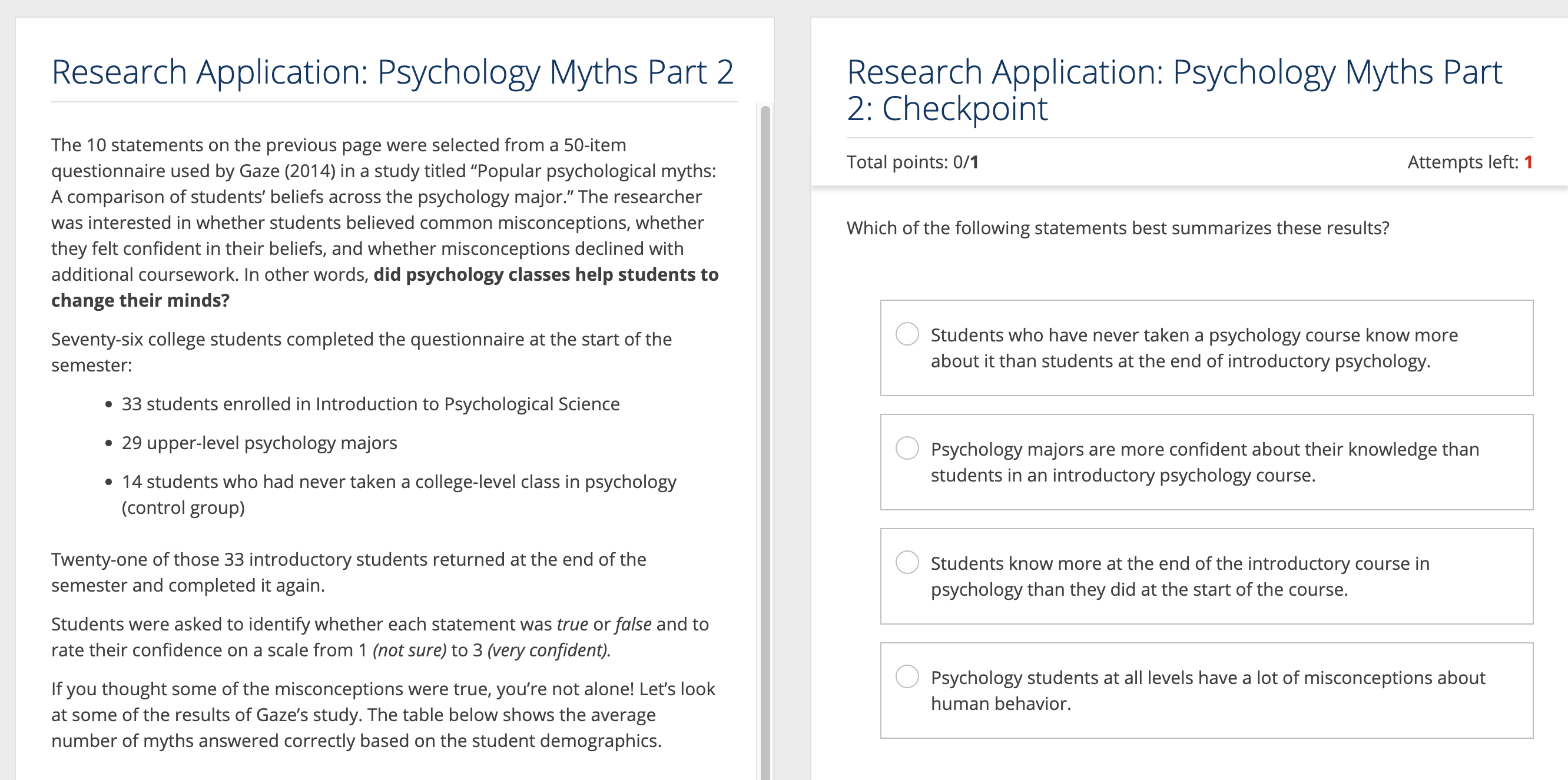 Solved Research Application: Psychology Myths Part 2: | Chegg.com