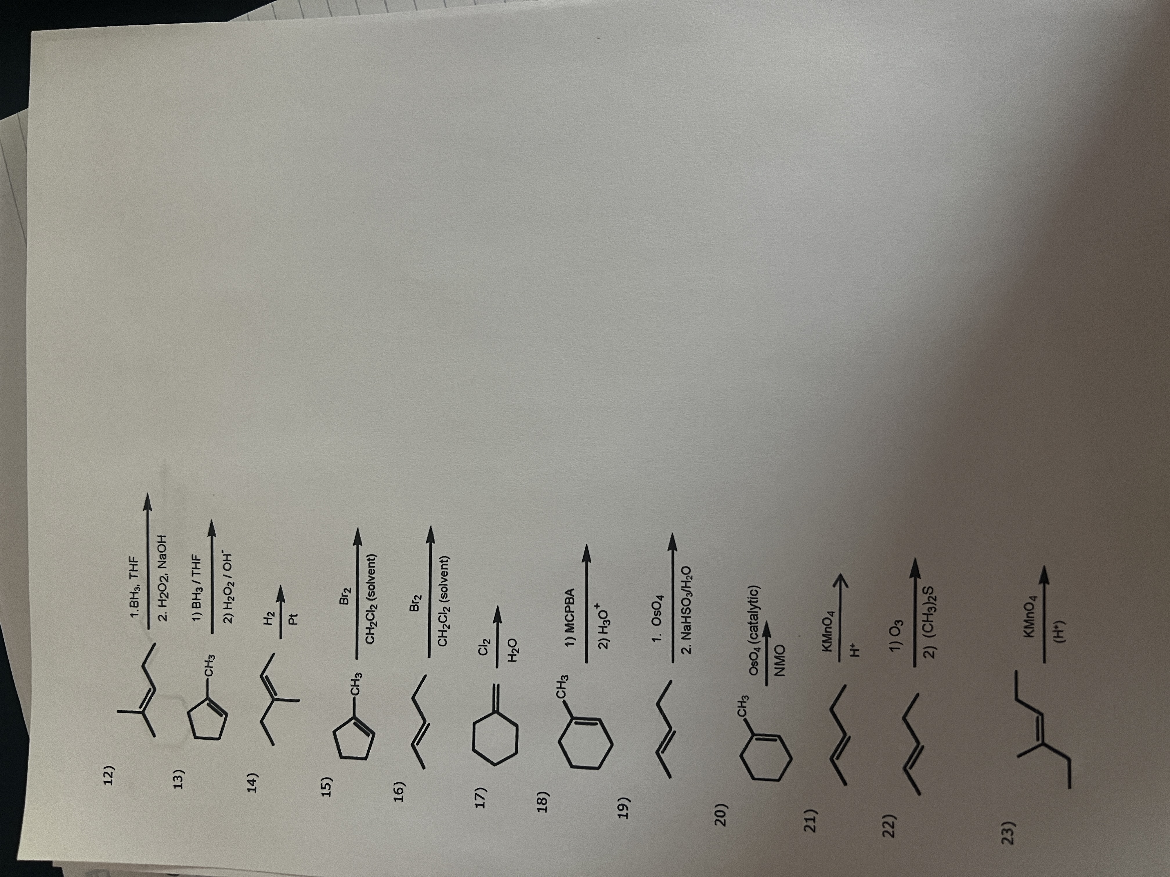 Solved Draw ALL products please 12-23 ﻿Not just 12 | Chegg.com