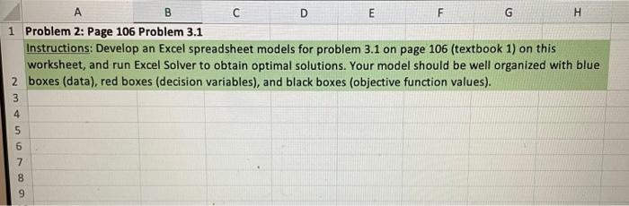 Solved Instructions: Develop an Excel spreadsheet models for | Chegg.com