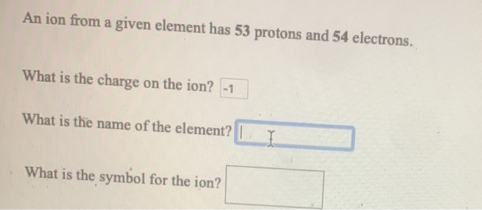 Solved An ion from a given element has 53 protons and 54 | Chegg.com