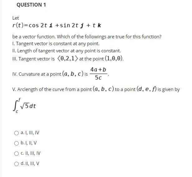 Solved QUESTION 1 Let r(t)=cos 2t i sin 2t j utk be a vector | Chegg.com