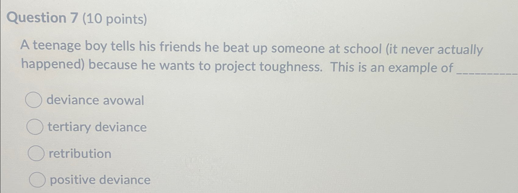 Solved Question 7 (10 ﻿points)A teenage boy tells his | Chegg.com