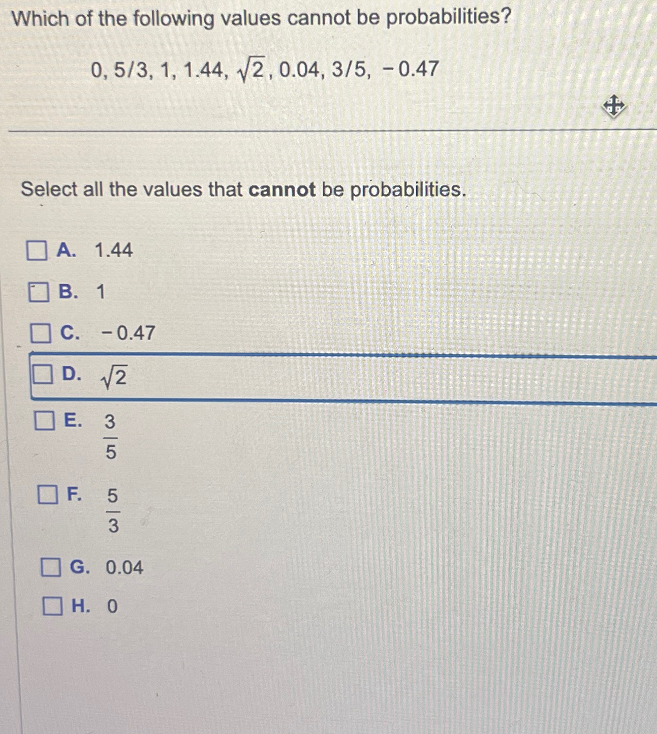 Solved Which of the following values cannot be | Chegg.com