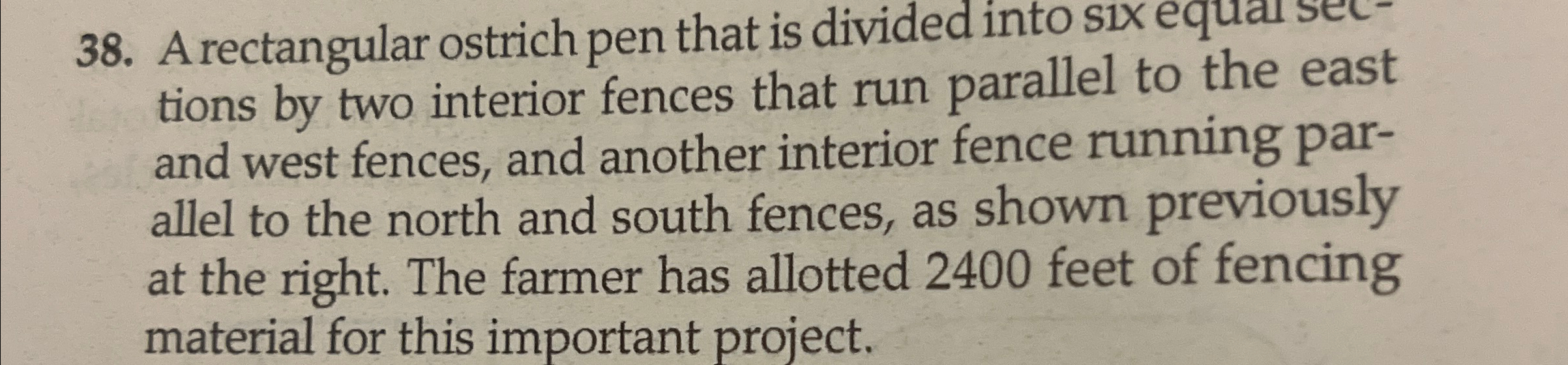 Solved tions by two interior fences that run parallel to the | Chegg.com