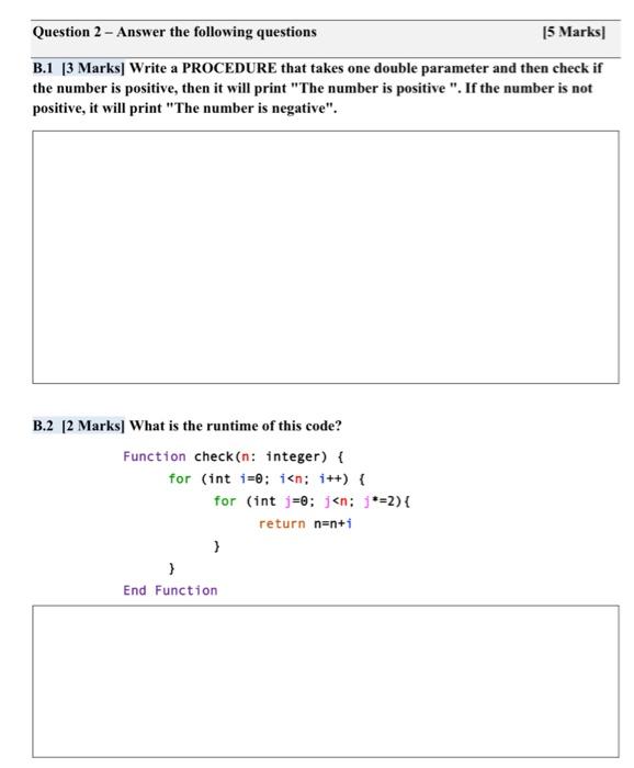 Solved B.1 [3 Marks] Write a PROCEDURE that takes one double | Chegg.com