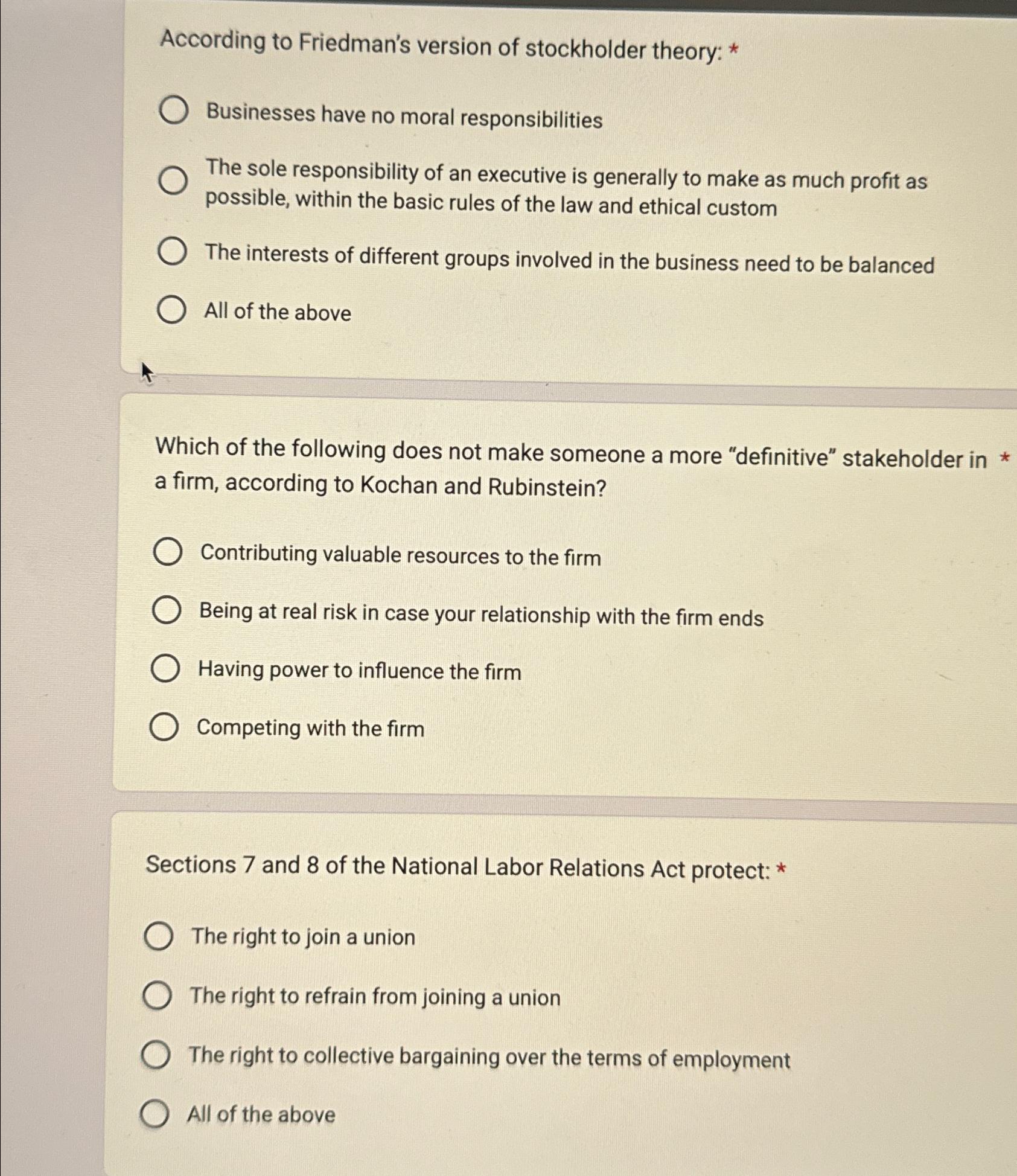 Solved According to Friedman's version of stockholder | Chegg.com