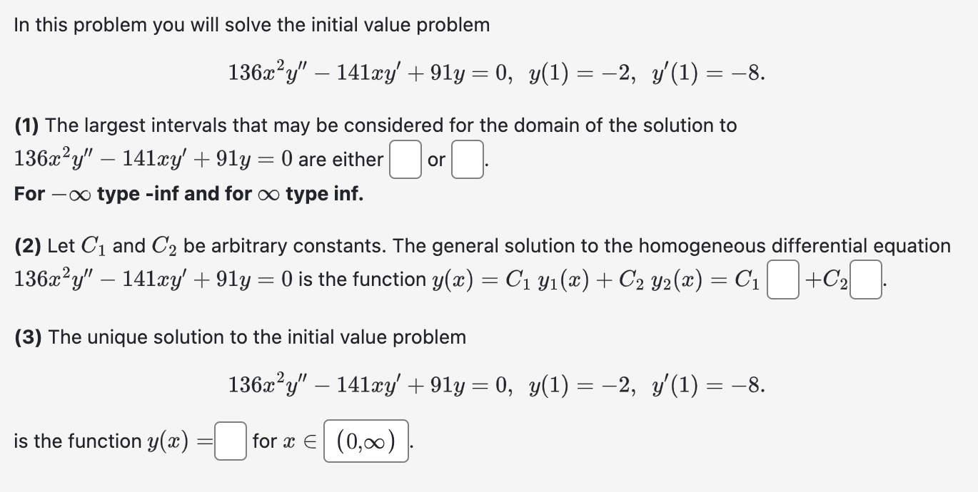Solved In this problem you will solve the initial value | Chegg.com