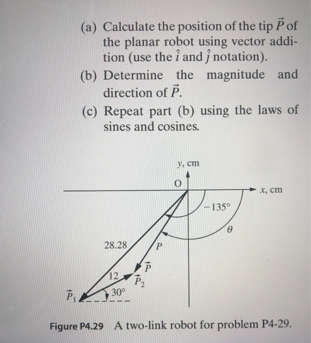 Solved 4-29. A two-link planar robot is shown in Fig. P4.29. | Chegg.com