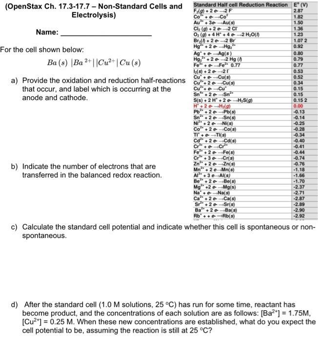 Solved (OpenStax Ch. 17.3-17.7 - Non-Standard Cells and | Chegg.com