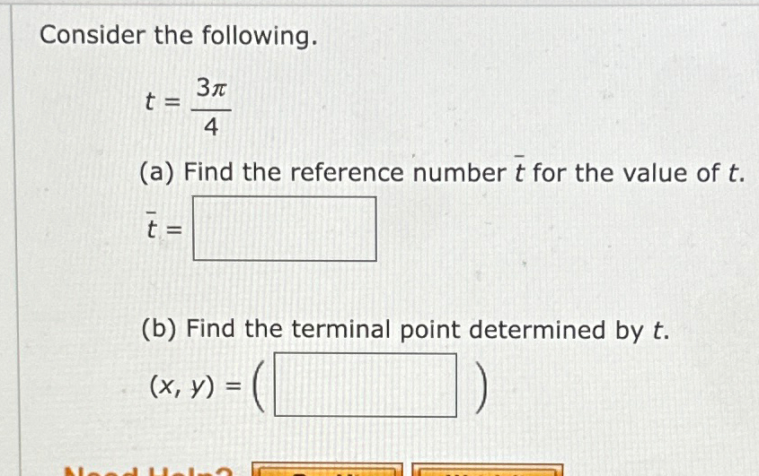 Solved Consider the following.t=3π4(a) ﻿Find the reference | Chegg.com