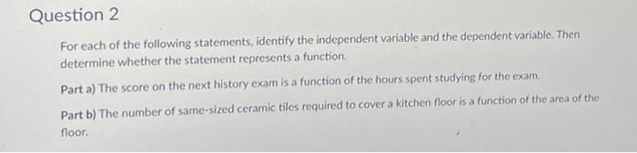 Solved For each of the following statements, identify the | Chegg.com