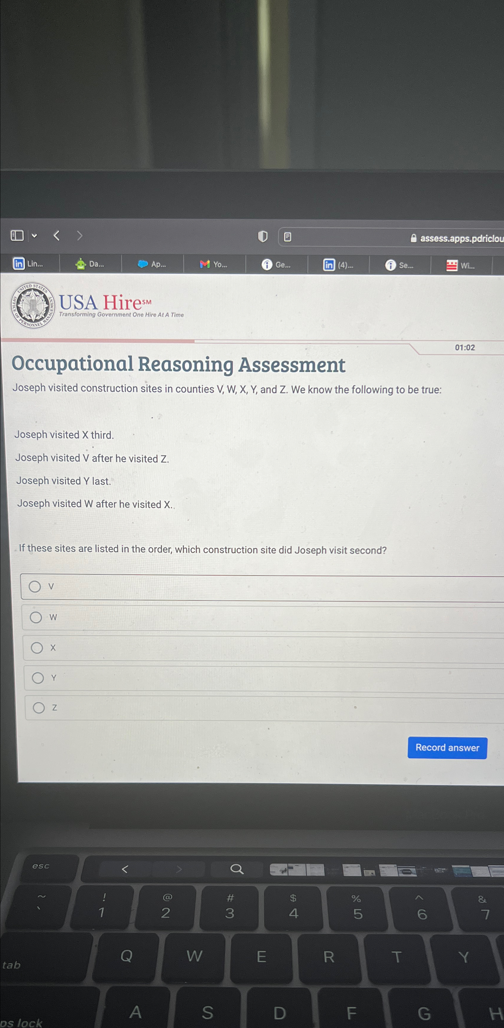 Solved Occupational Reasoning AssessmentJoseph visited | Chegg.com