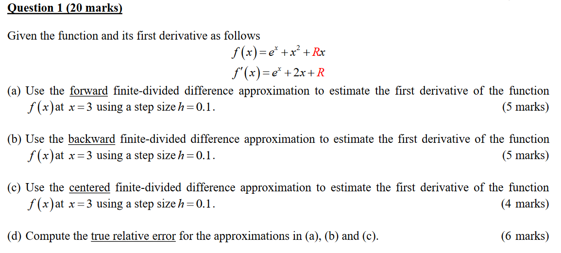 Solved Question 1 ( 20 ﻿marks)Given the function and its | Chegg.com