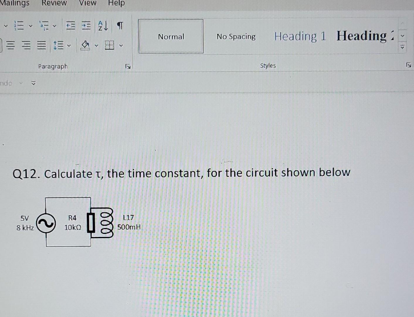 Solved Normal Nospacing Heading 1 Heading: Paragraph y | Chegg.com