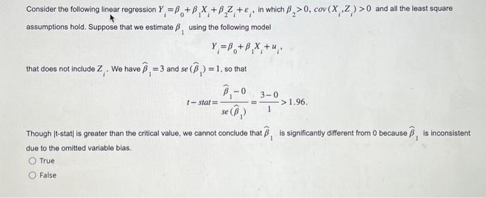 Solved Consider the following linear regression | Chegg.com