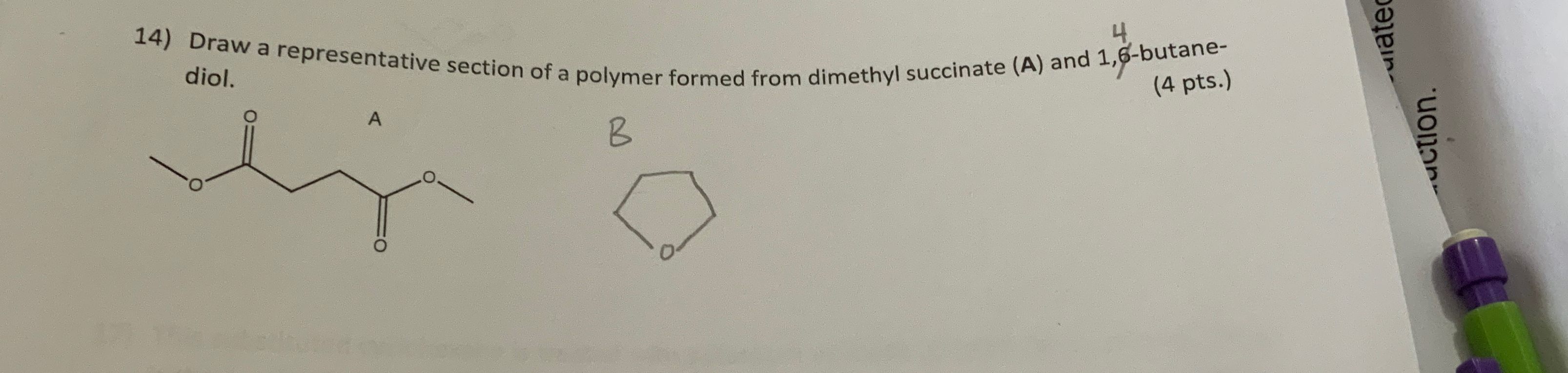 Solved Draw a representative section of a polymer formed | Chegg.com