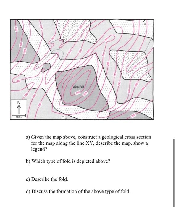 Solved a) Given the map above, construct a geological cross | Chegg.com