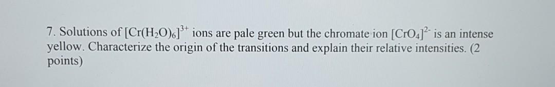 Solved 2. Nickel forms the chloro complex [NiC14]24. It is | Chegg.com