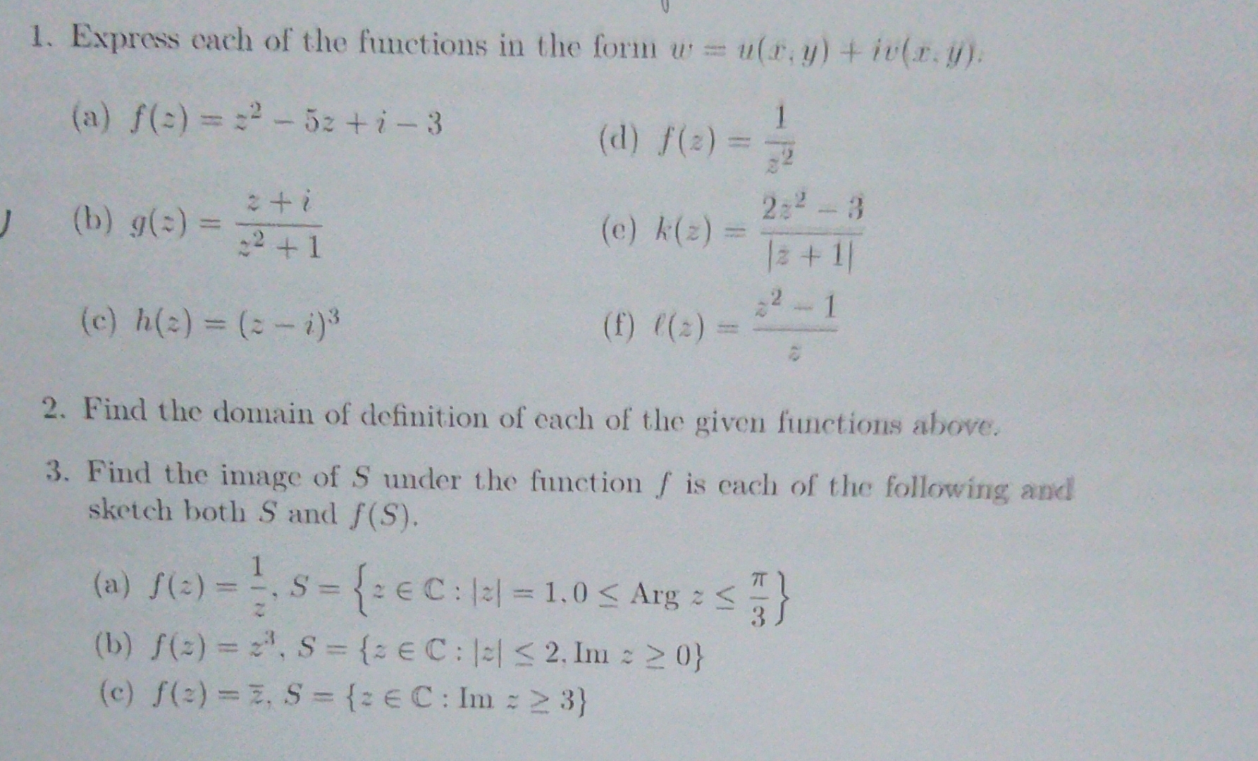 Solved 1.Express cach of the fumctions in the form | Chegg.com
