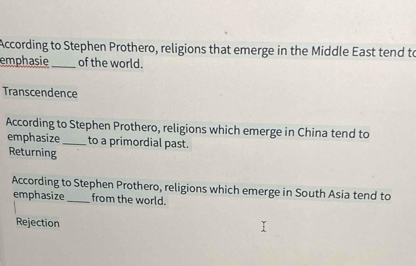 According to Stephen Prothero, religions that emerge | Chegg.com