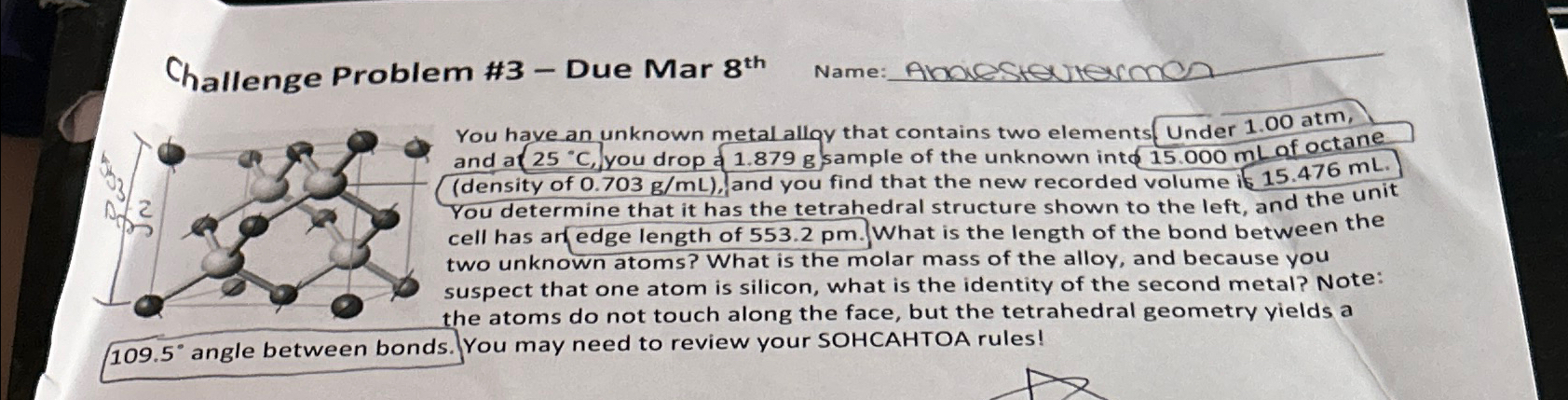 Solved Challenge Problem #3 - ﻿Due Mar 8th Name: | Chegg.com