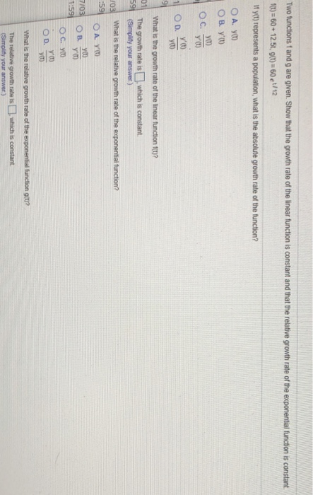 Solved Two functions and g are given. Show that the growth | Chegg.com