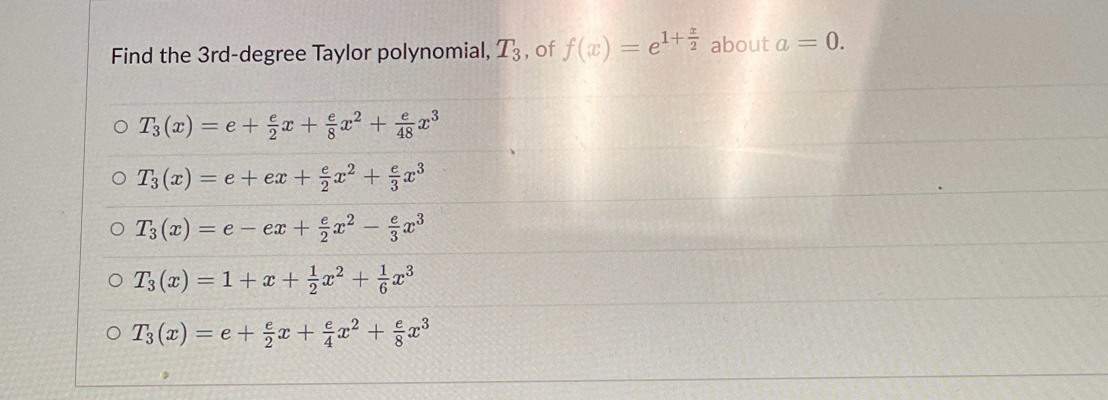 Solved Find the 3rd-degree Taylor polynomial, T3, ﻿of | Chegg.com
