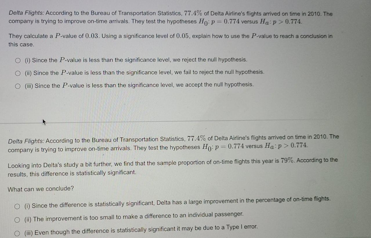 Solved Delta Flights: According to the Bureau of | Chegg.com