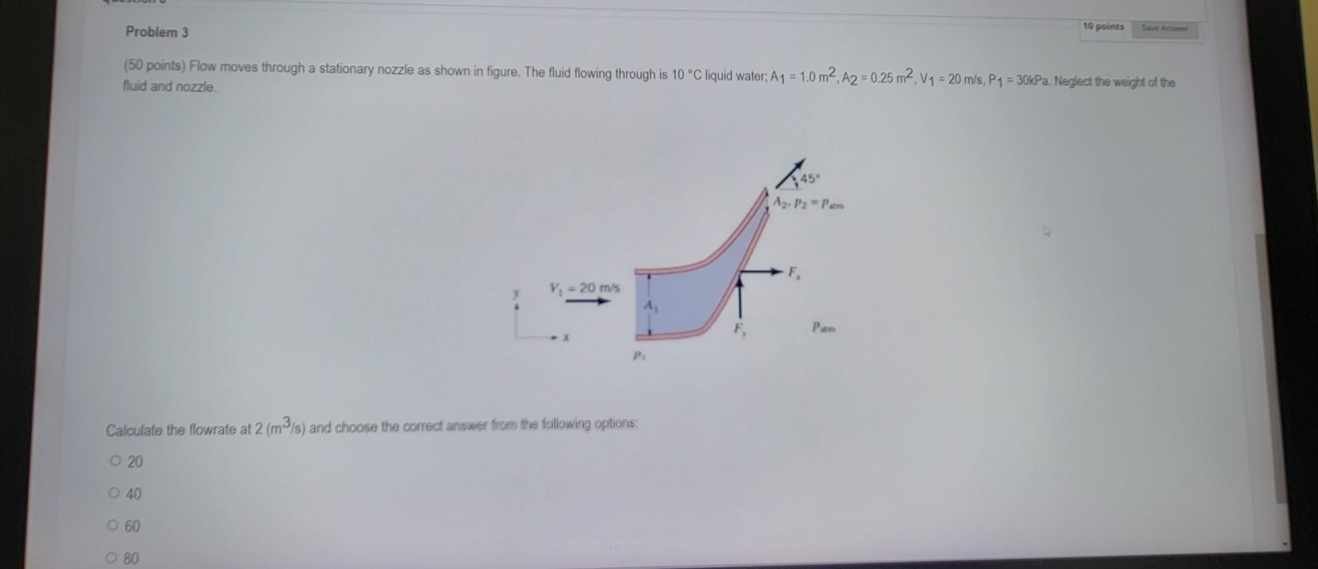 Solved fluid and nozzle. Calculate the flowrate at 2( m3/s) | Chegg.com