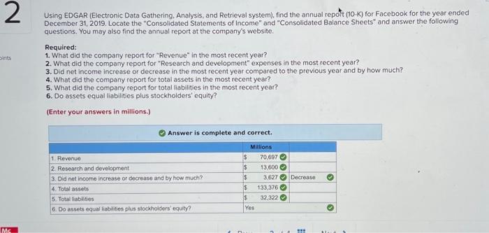 Using EDGAR (Electronic Data Gathering. Analysis, and | Chegg.com