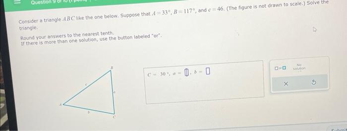 [Solved]: Consider a triangle ( A B C ) like the one belo