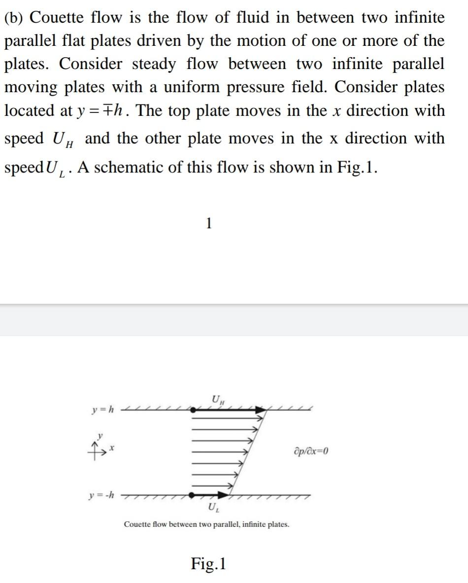 Solved (b) Couette flow is the flow of fluid in between two | Chegg.com