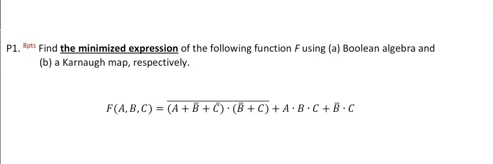 Solved P1. Spts Find the minimized expression of the | Chegg.com
